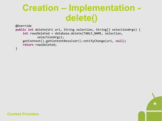 Android App Development - 10 Content providers | PPT