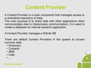 Android App Development - 10 Content providers | PPT