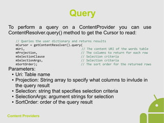 Android App Development - 10 Content providers | PPT