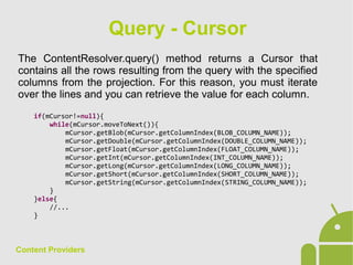 Android App Development - 10 Content providers | PPT