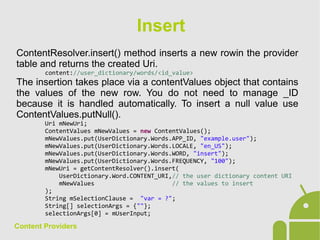Android App Development - 10 Content providers | PPT
