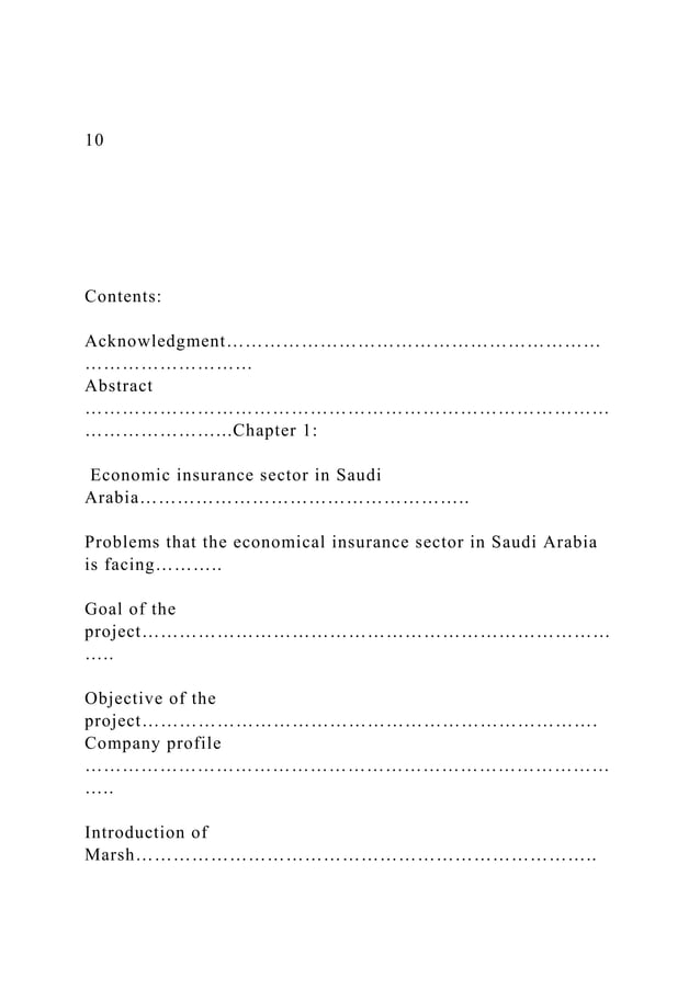 10Contents Acknowledgment………………………………………………………….docx | Business ...