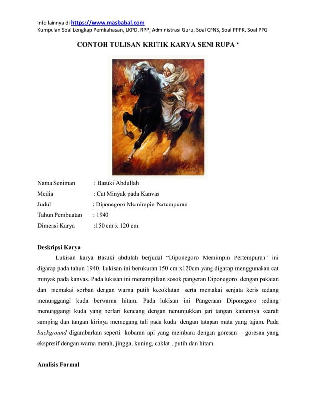 10 Contoh Kritik Karya Seni Rupa Lengkap Beserta Gambarnya (masbabal ...