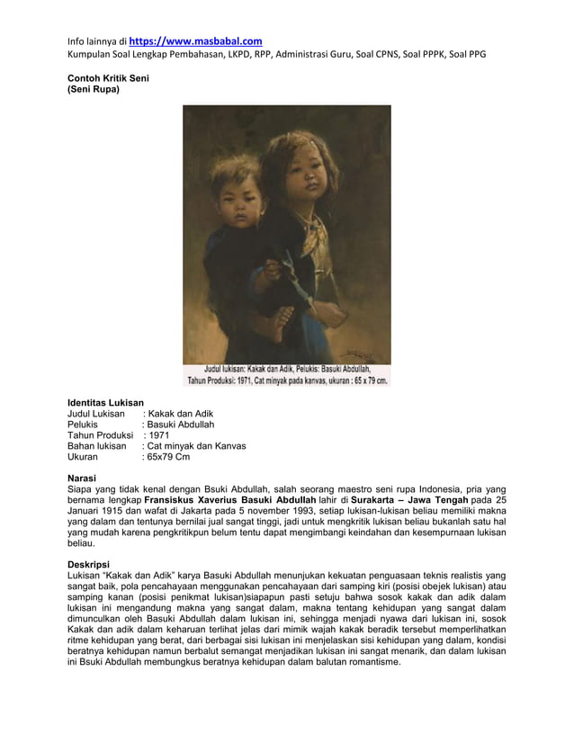 10 Contoh Kritik Karya Seni Rupa Lengkap Beserta Gambarnya (masbabal ...