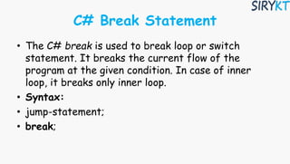 10control statement in c# | PPT