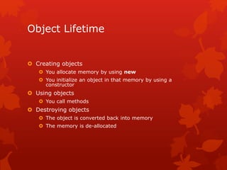 Module 10 : creating and destroying objects | PPTX