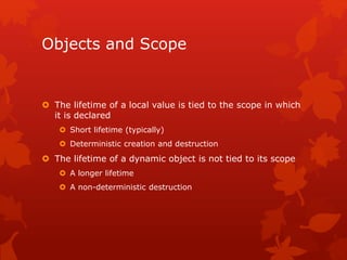 Module 10 : creating and destroying objects | PPTX