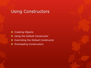 Module 10 : creating and destroying objects | PPTX