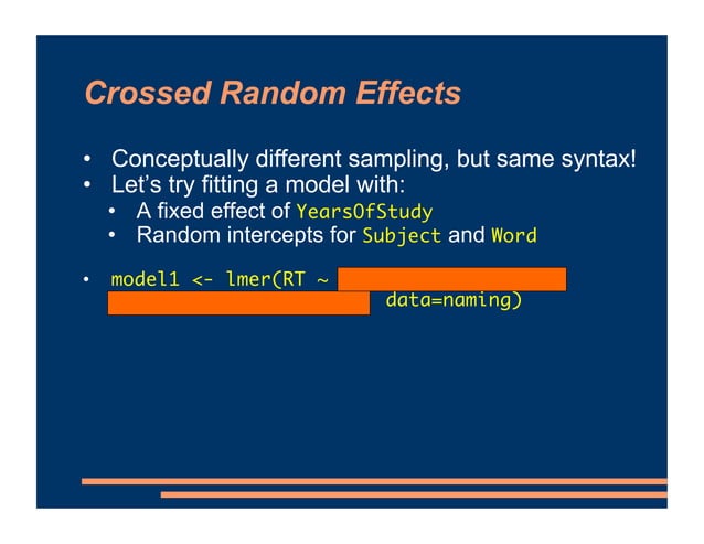 Mixed Effects Models - Crossed Random Effects | PPT
