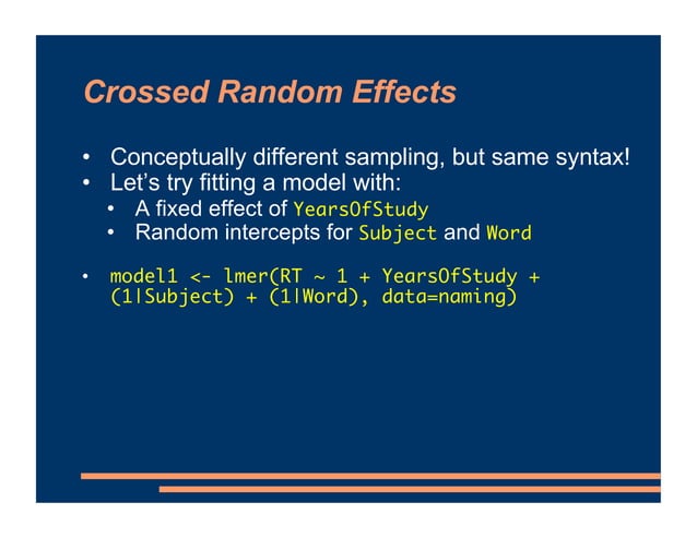 Mixed Effects Models - Crossed Random Effects | PPT