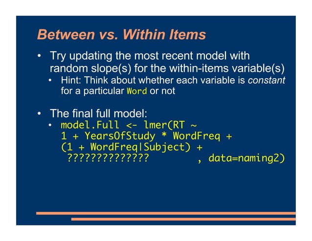 Mixed Effects Models - Crossed Random Effects | PPT