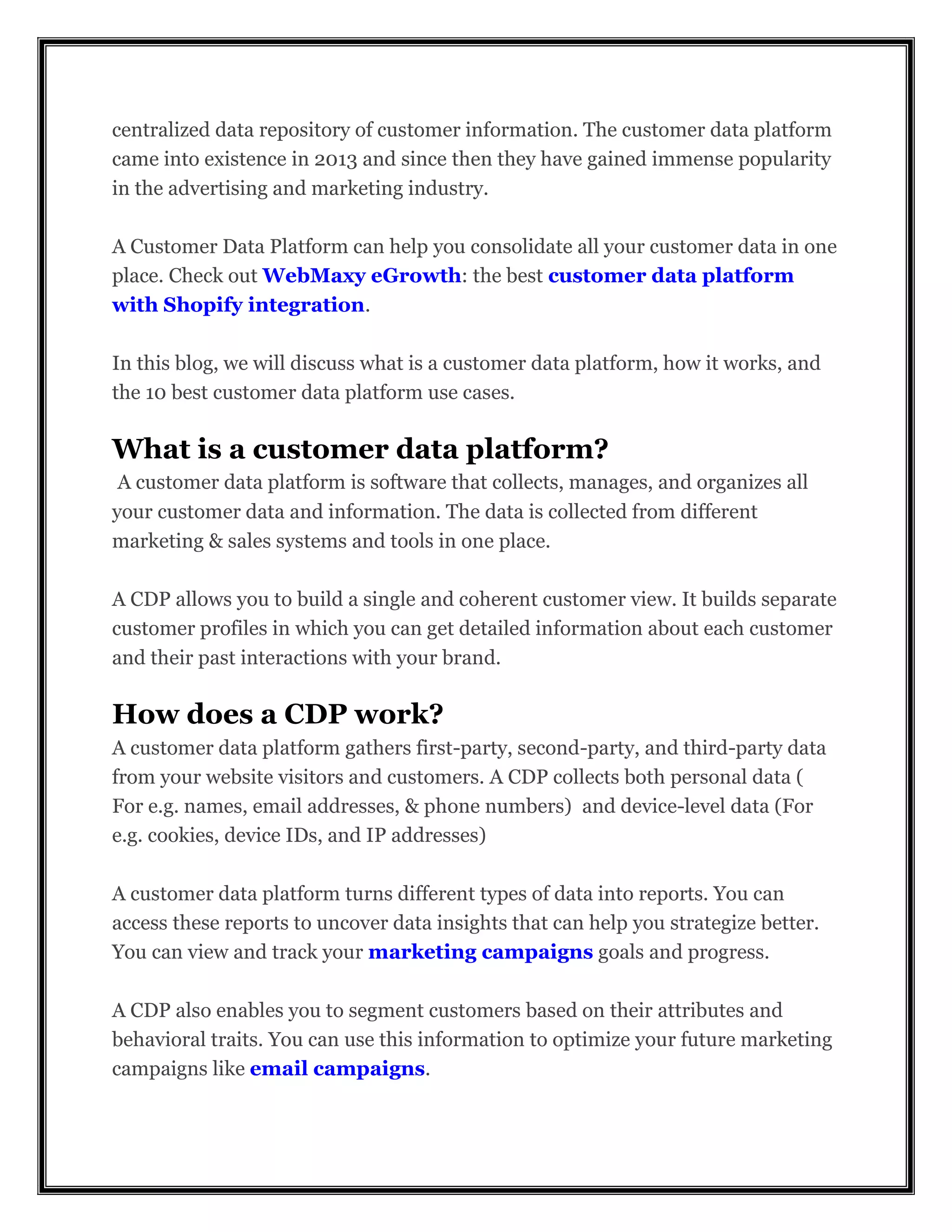 10 Customer Data Platform Use Cases That Can Drive Business Growth Pdf