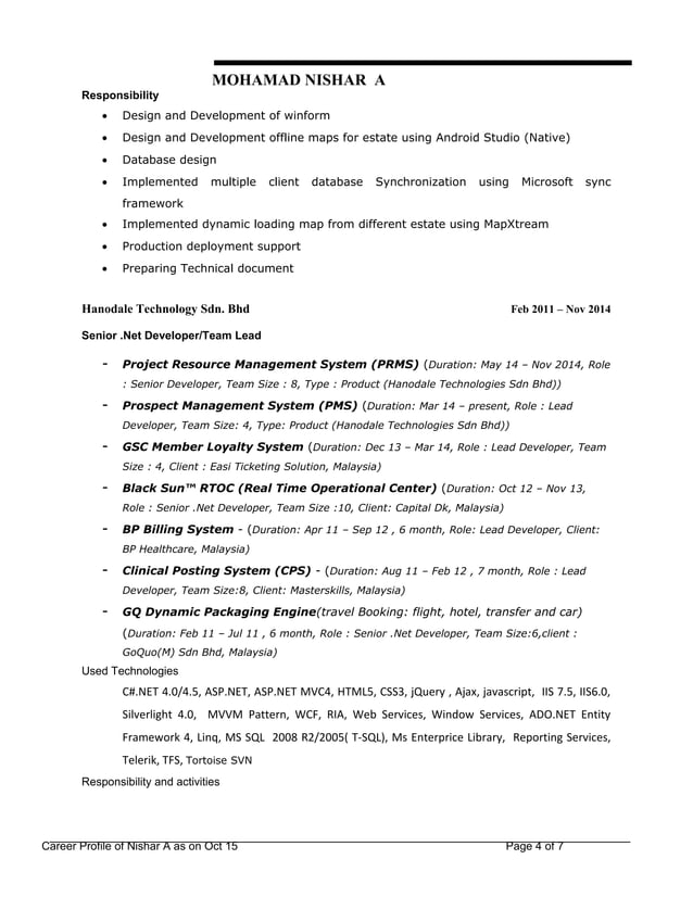 A.M. Nishar MCA 8+Years_Resume | PDF