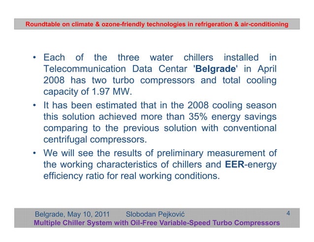 Data centar cooling using multiple chiller system with r134a | PPT