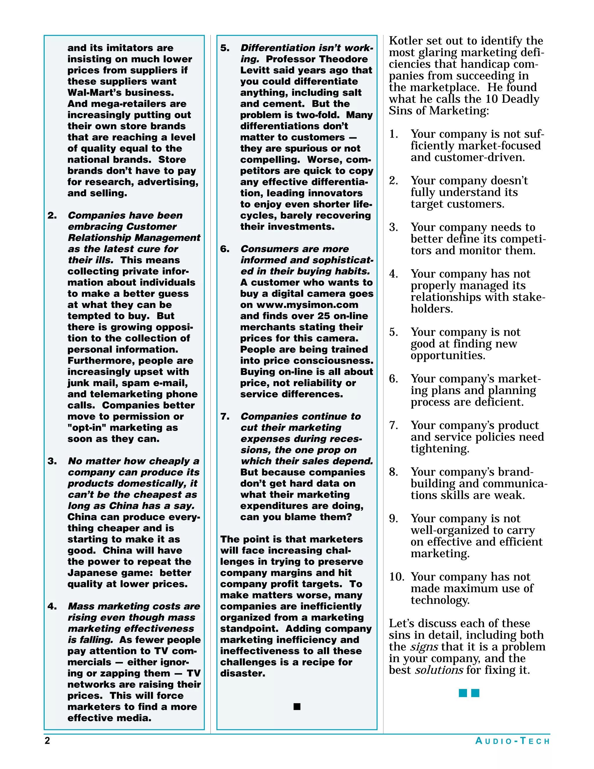 10 deadly marketing sins summary boook | PDF