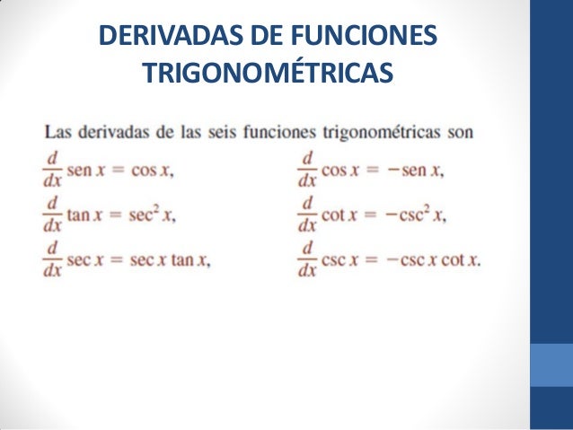 10 derivadas de funciones trigonometricas