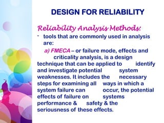 10_Design-for-Reliability in system.pptx | Operating Systems | Computer Software and Applications