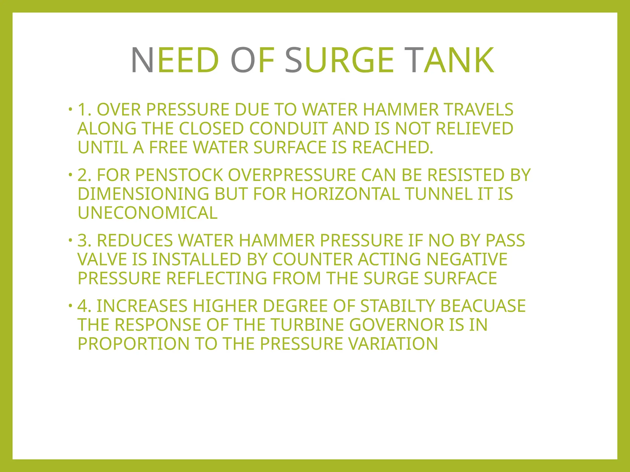10 DESIGN OF SURGE TANK in hydro power .pptx