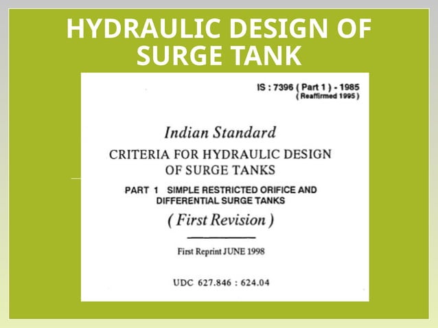 10 DESIGN OF SURGE TANK in hydro power .pptx