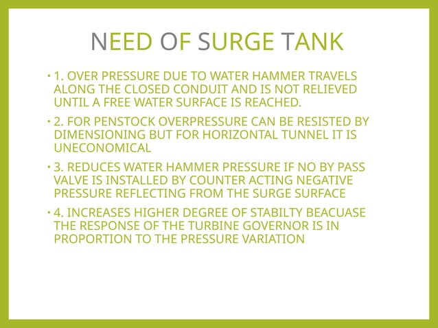 10 DESIGN OF SURGE TANK in hydro power .pptx