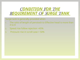 10 DESIGN OF SURGE TANK in hydro power .pptx