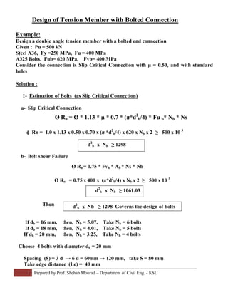 10-Design of Tension Member with Bolted Connection (Steel Structural ...