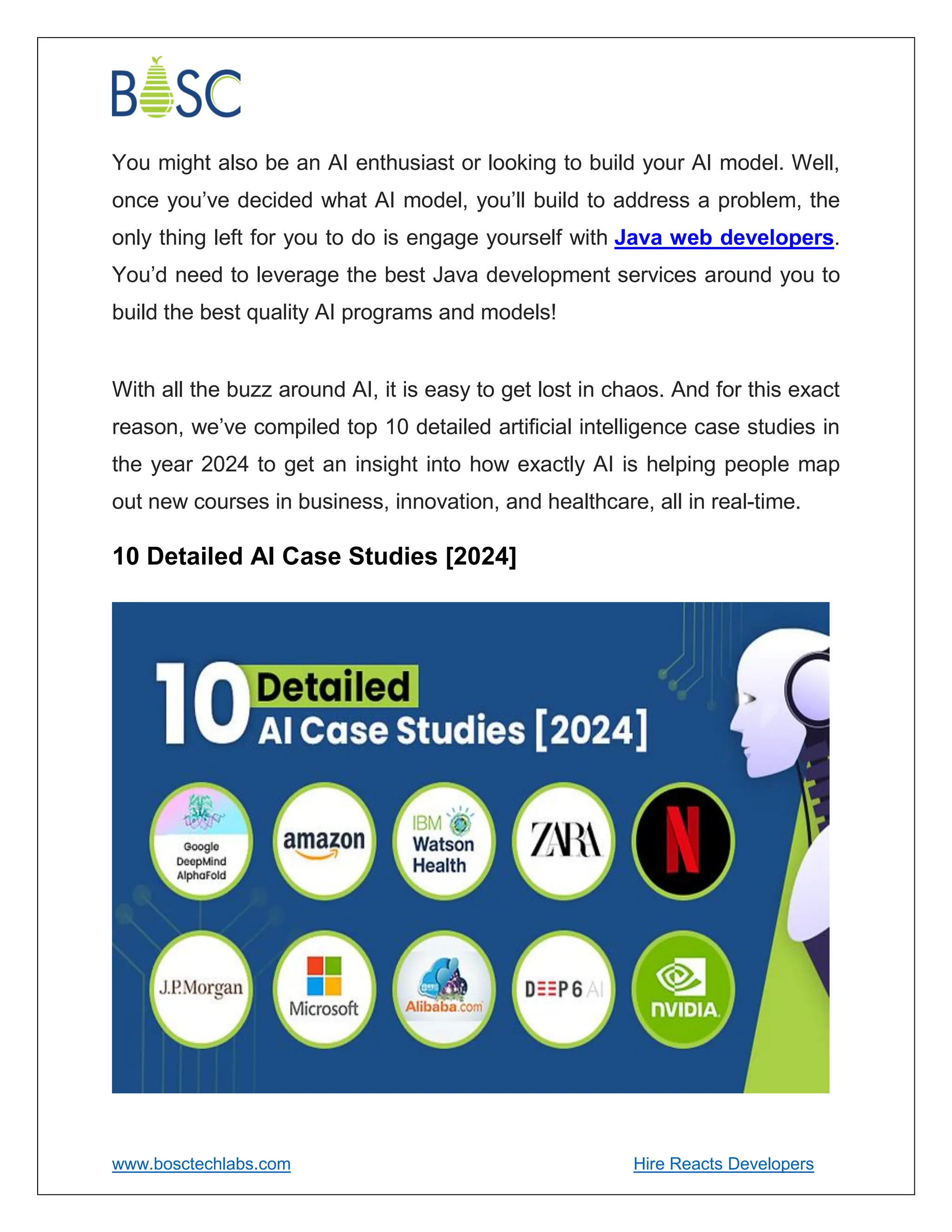 10 Detailed Artificial Intelligence Case Studies 2024 | BOSC TECH | PDF
