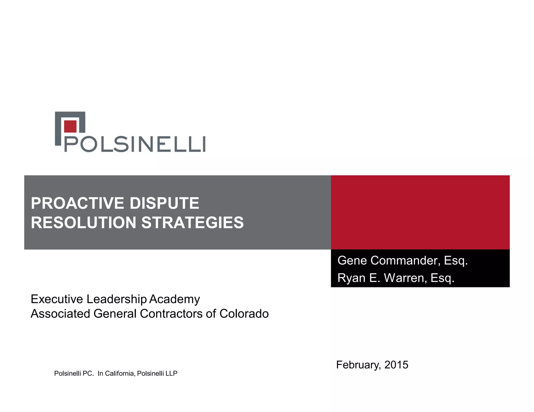 Proactive Dispute Resolution | PPT