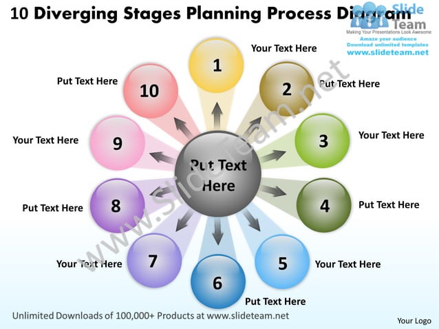 10 diverging stages planning process diagram charts and power point ...