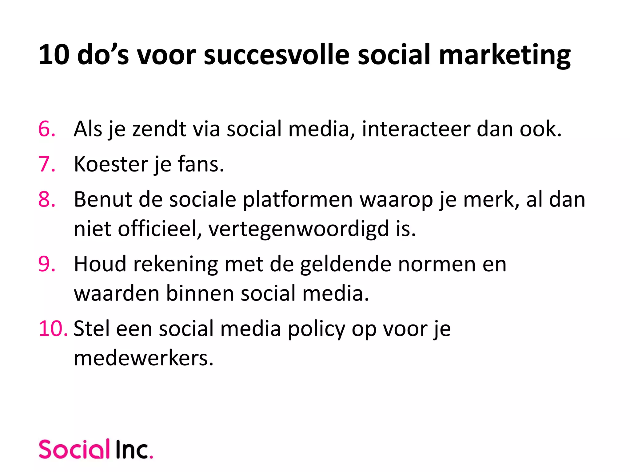 10 Do's bij inzetten Social Media | PDF