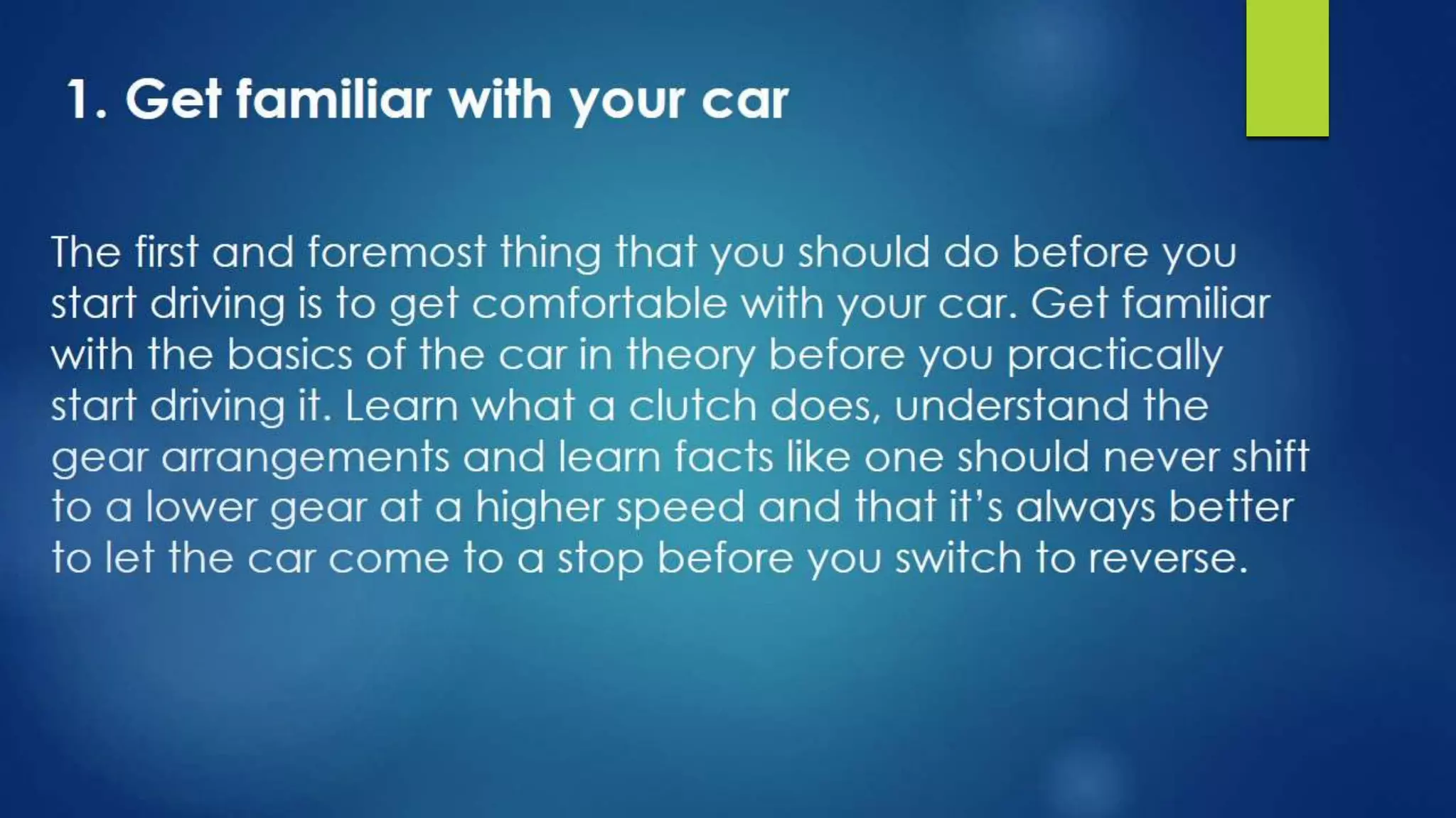 10 driving tips for new learners | PPTX