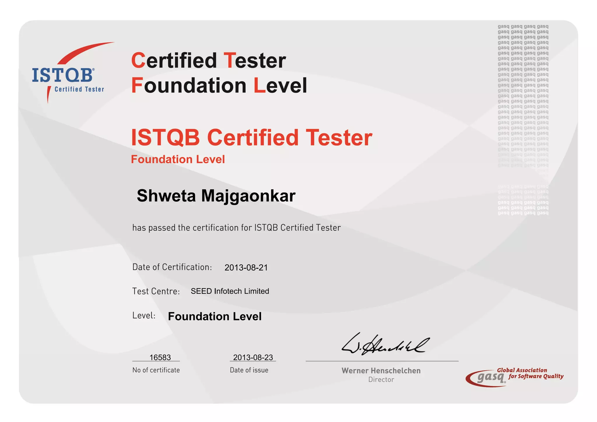 Shweta Majgaonkar_ISTQB_Certificate | PDF