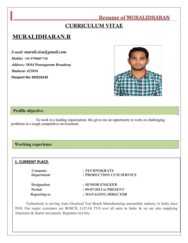 CV MURALI | PDF