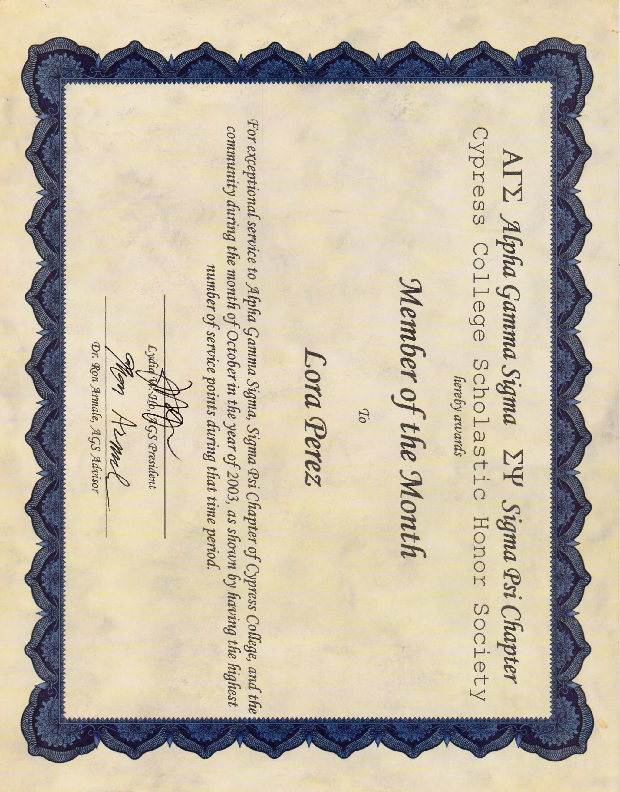 Alpha Gamma Sigma-Honor Roll-Member of the Month | PDF