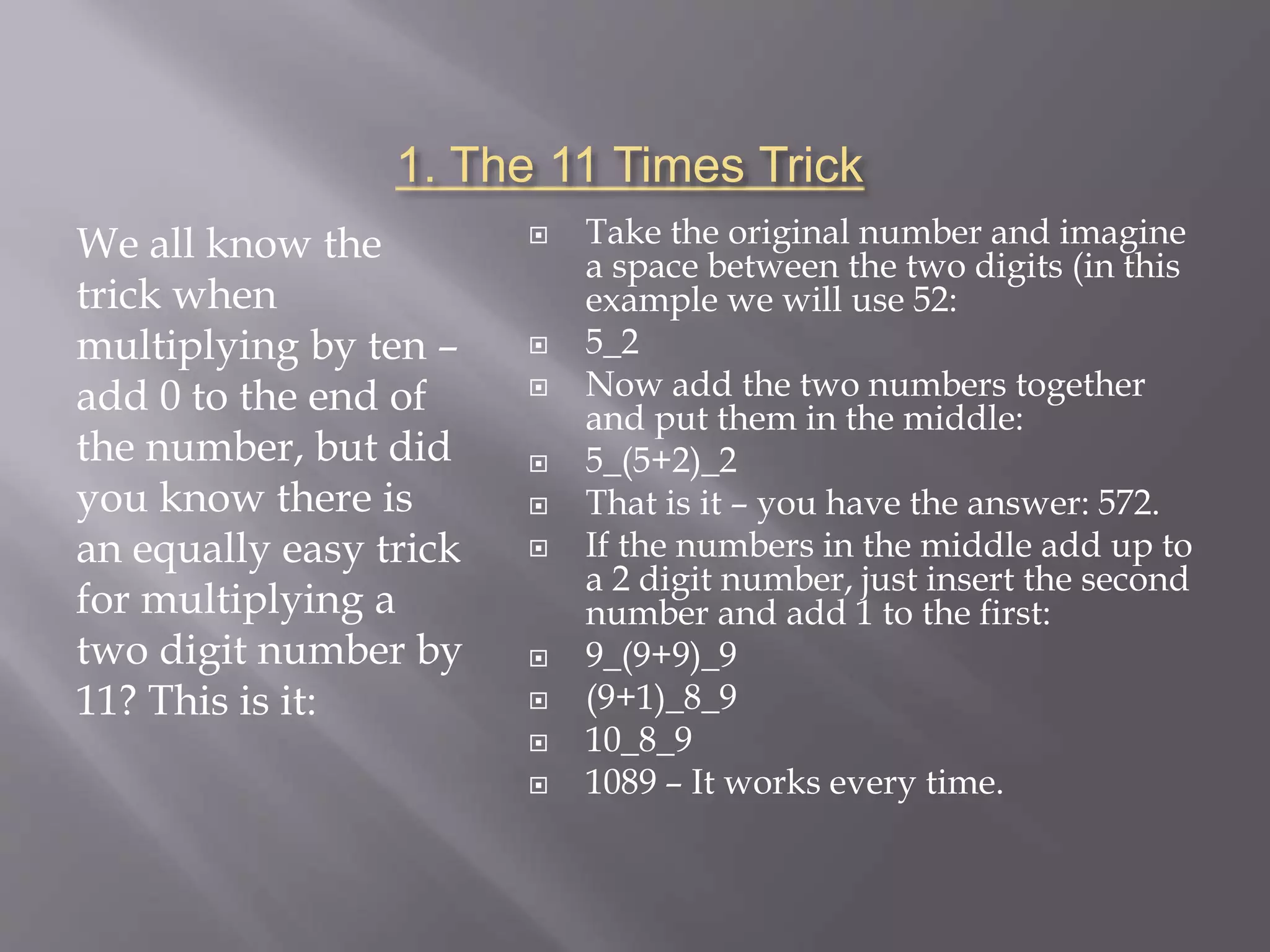 10 easy arithmetic tricks | PPT