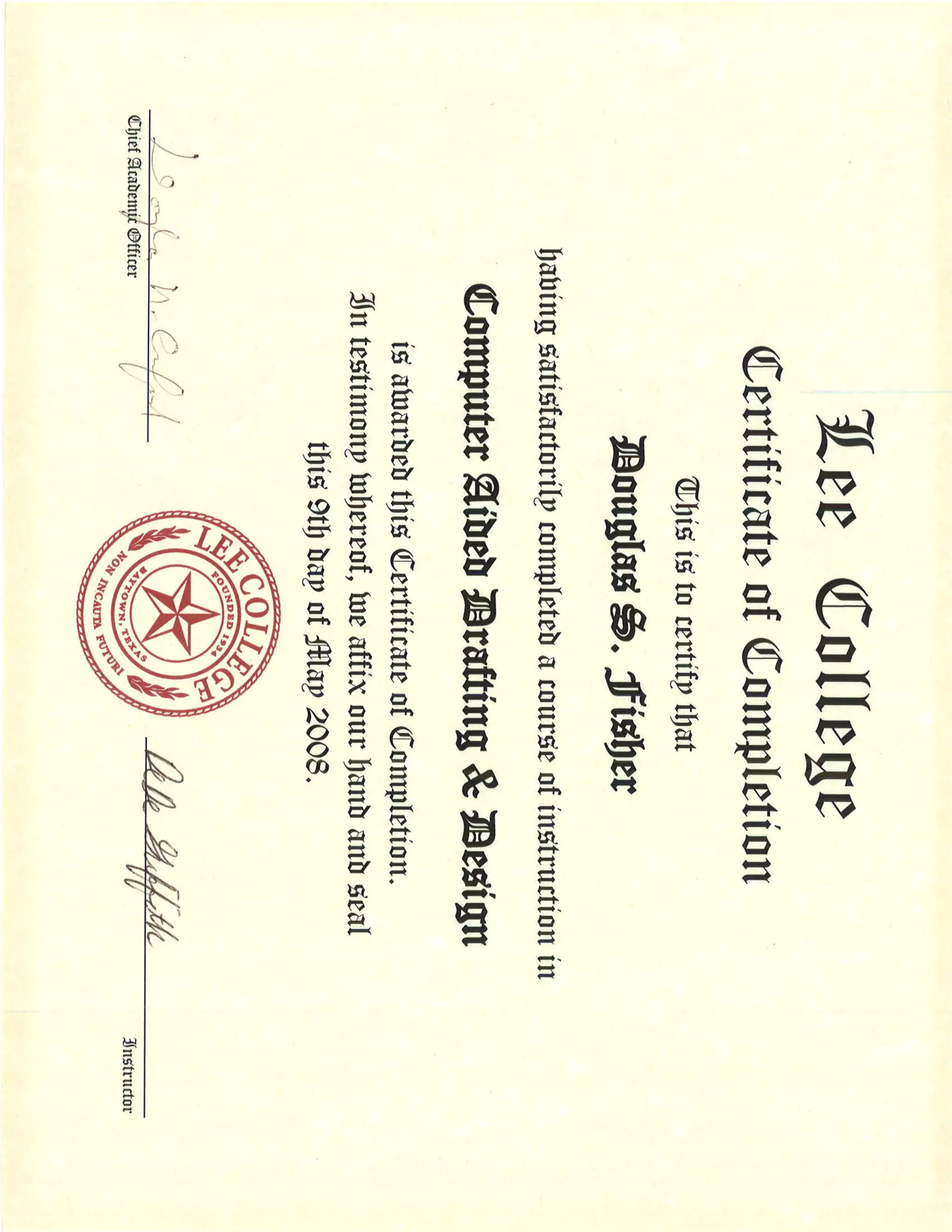 Computer Aided Drafting and Design Certificate Lee College | PDF