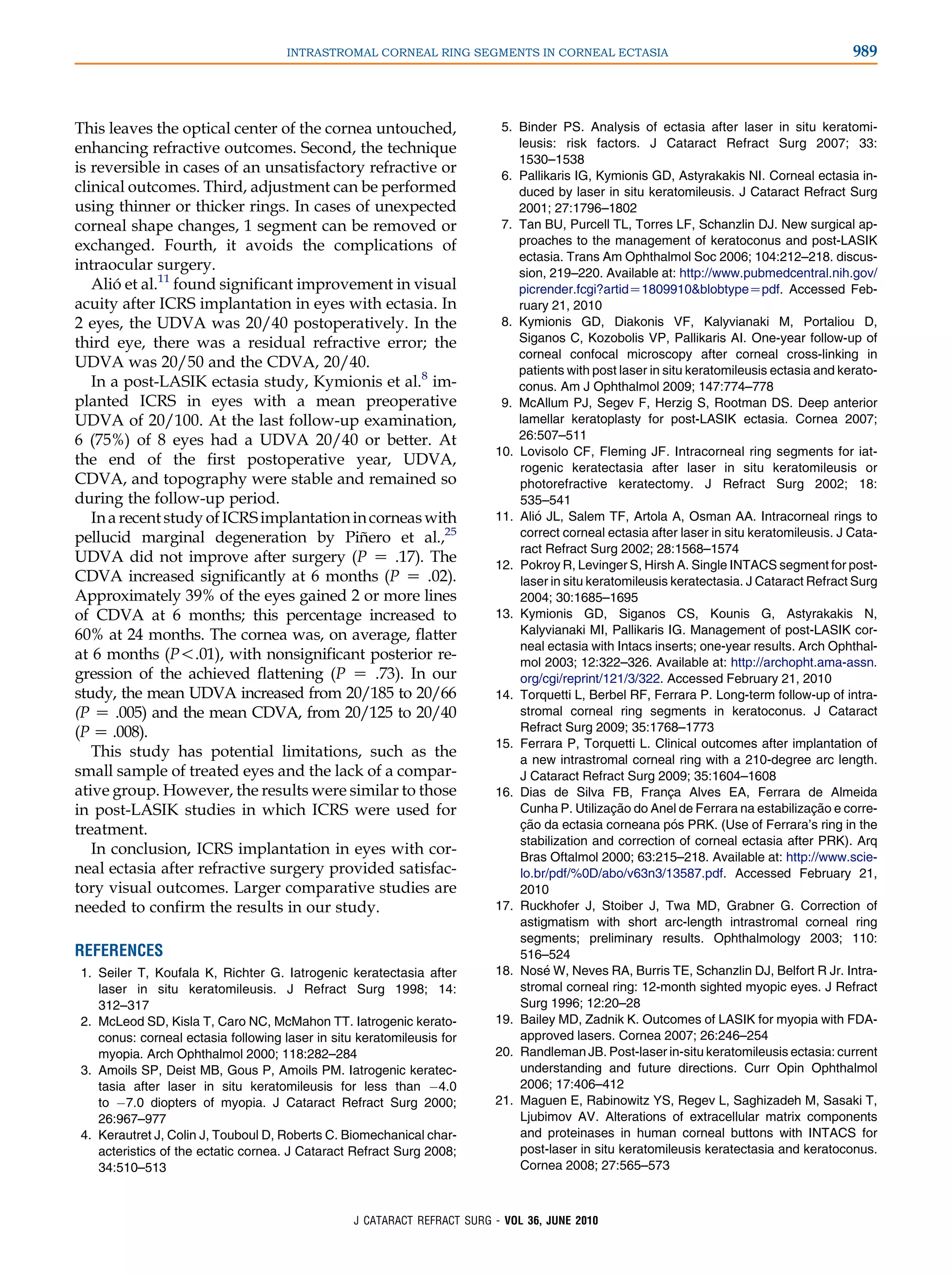 10 Ferrara Ring for ectasia after refractive surgery | PDF