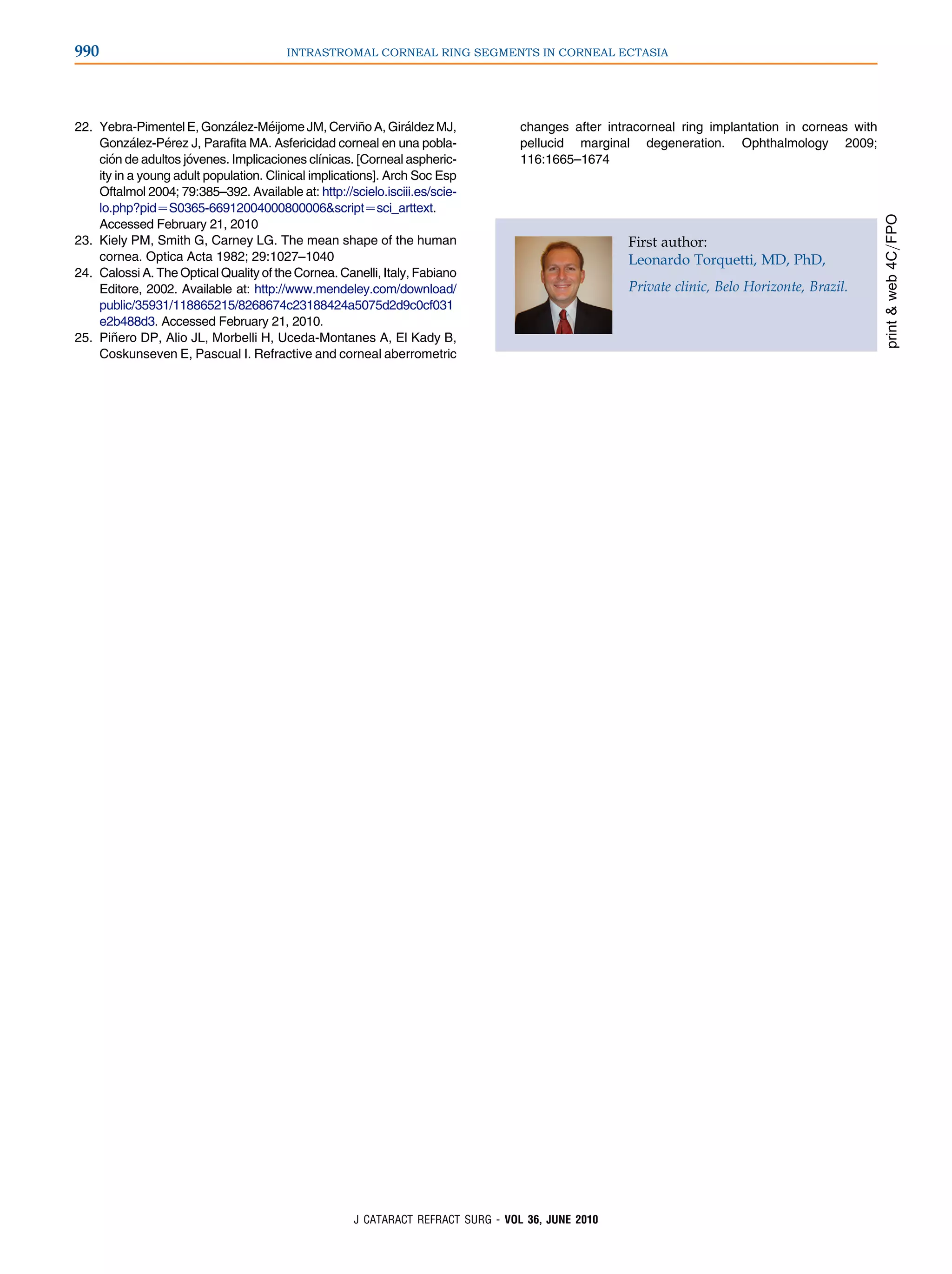 10 Ferrara Ring for ectasia after refractive surgery | PDF