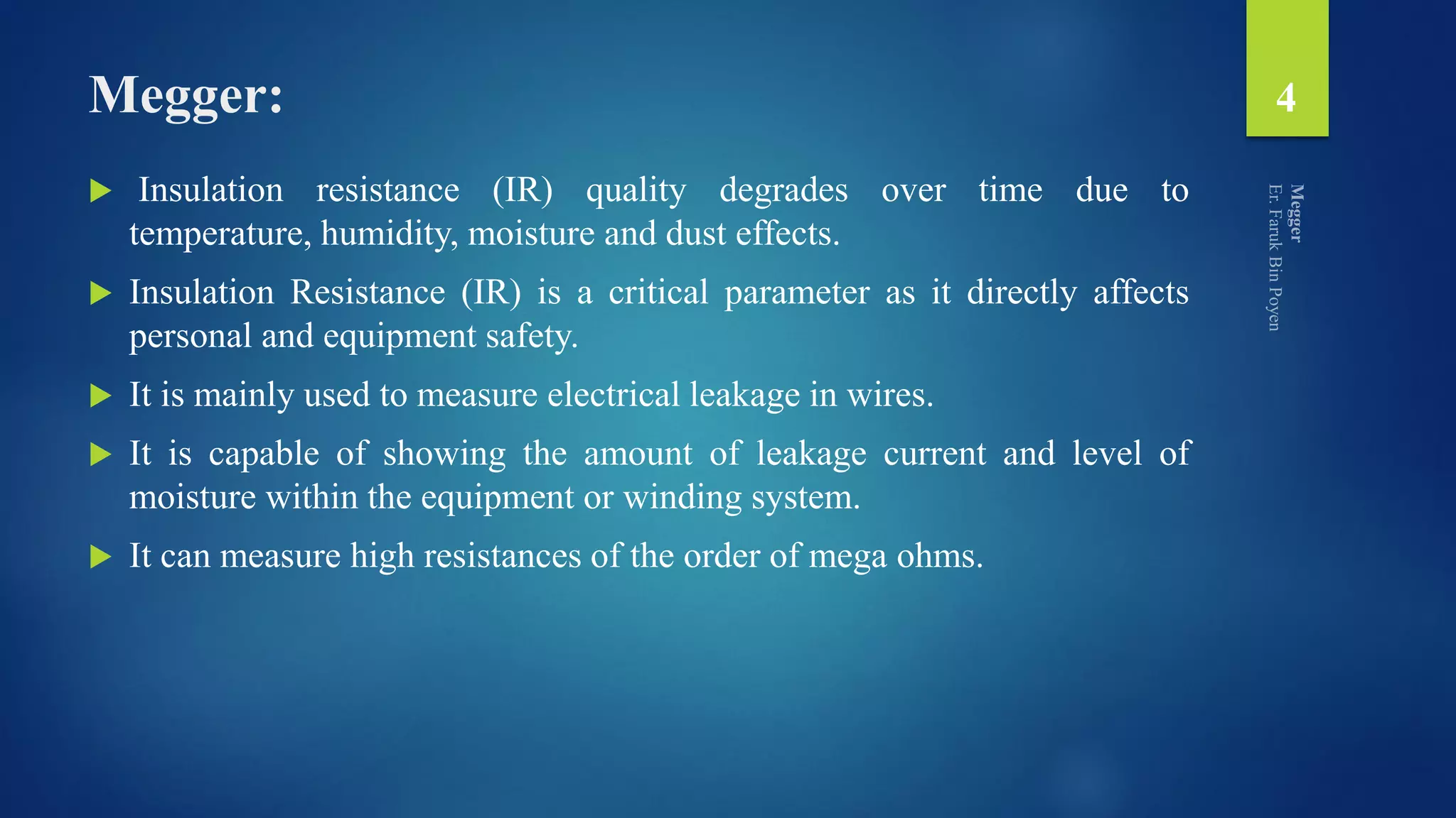 Electronic Measurement - Insulation Resistance Measurement - Megger | PDF