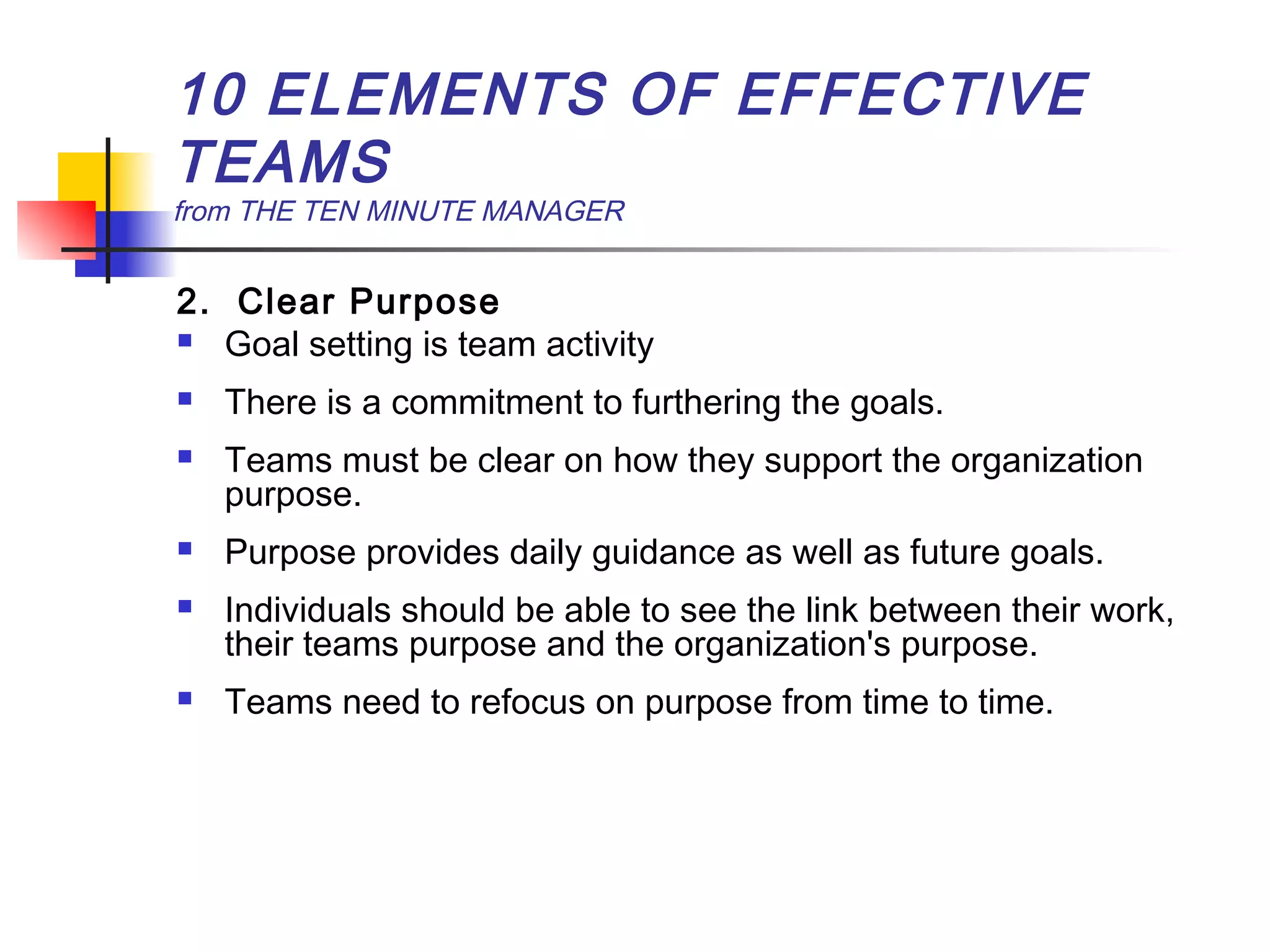 10 elements of effective teams | PPT