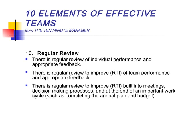 10 elements of effective teams | PPT