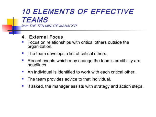 10 elements of effective teams | PPT