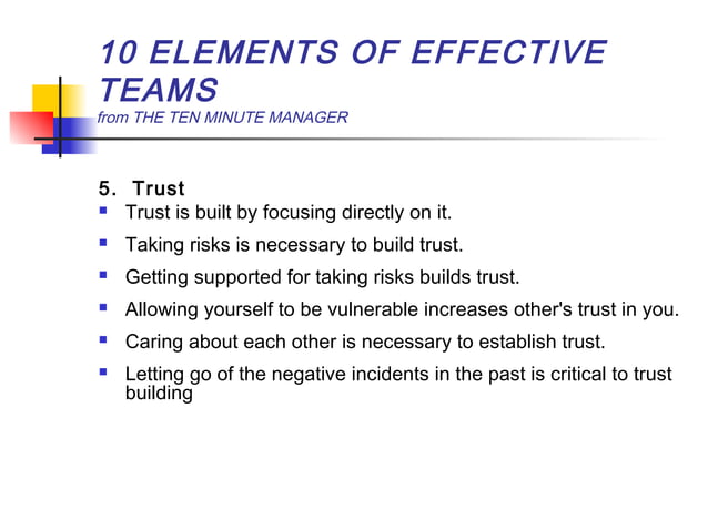 10 elements of effective teams | PPT