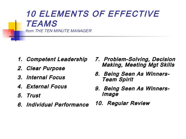 10 Elements Of Effective Teams