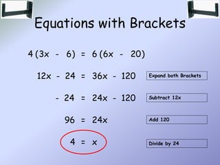 10) Equations with Brackets.ppt | Homework and Study | Education
