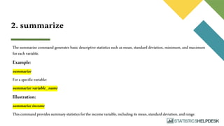 10 Essential Descriptive Statistics Commands in STATA Assignments.pdf