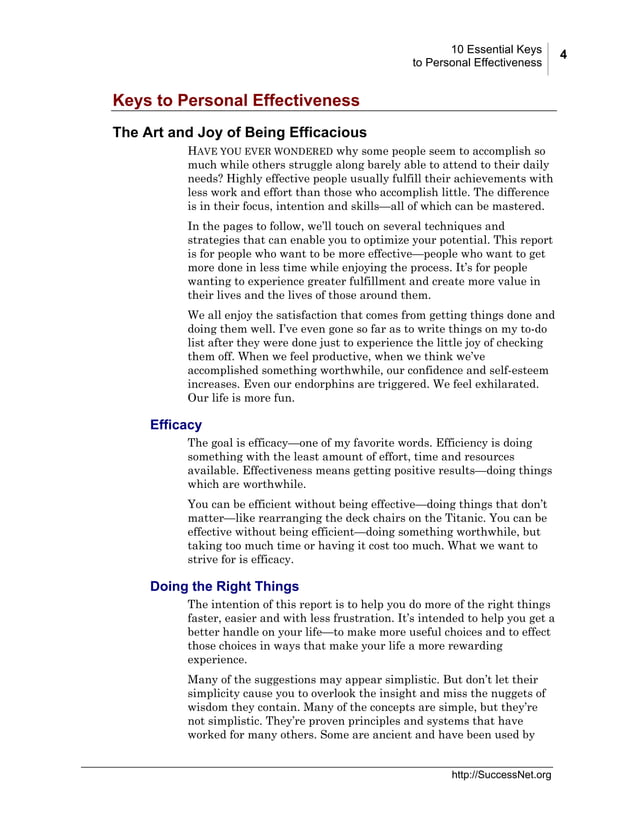 10 essential key to personal effectiveness | PDF
