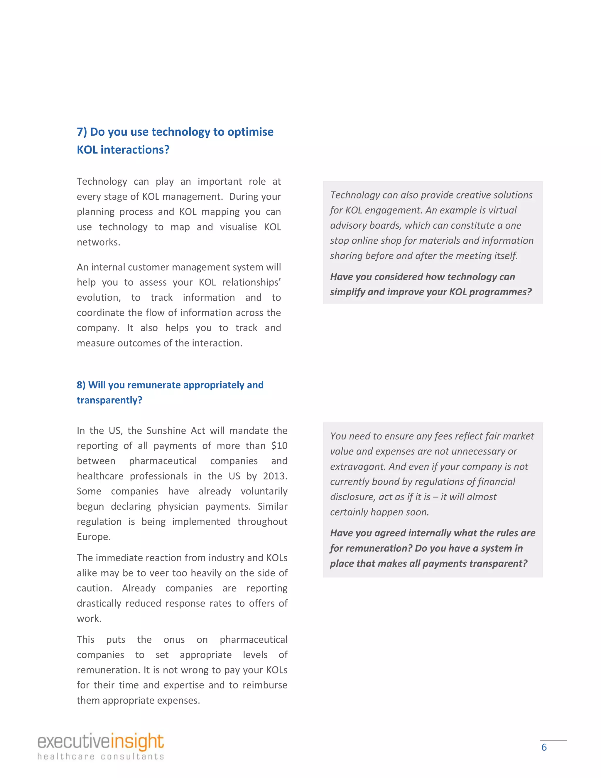 10 essential questions for successful kol management | PDF