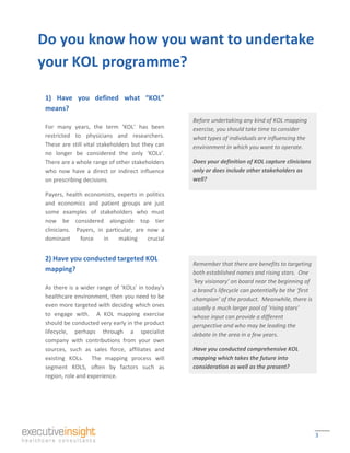10 essential questions for successful kol management | PDF