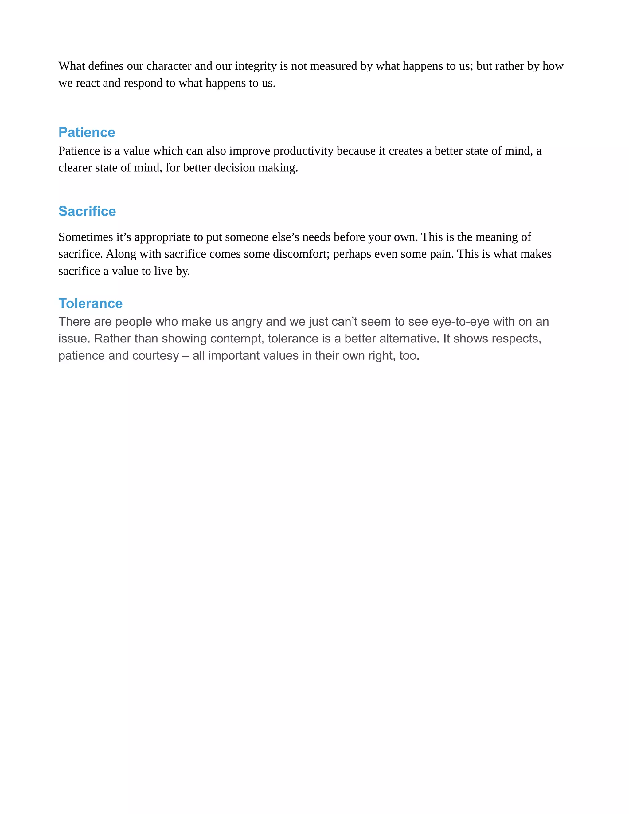 10 essentials values of life... | PDF